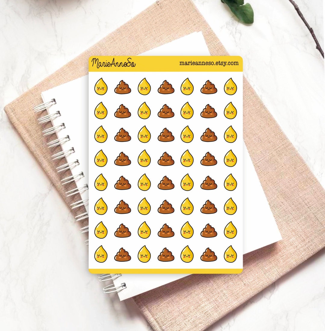 Sheet of 56 Cleanliness Stickers Emoji Poop and Pee Drops Fun Learning ...