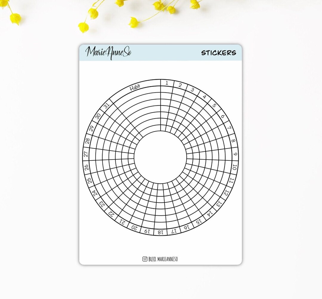Essential Sticker Circular Habit Tracker, Monthly Habit Tracker Plain ...
