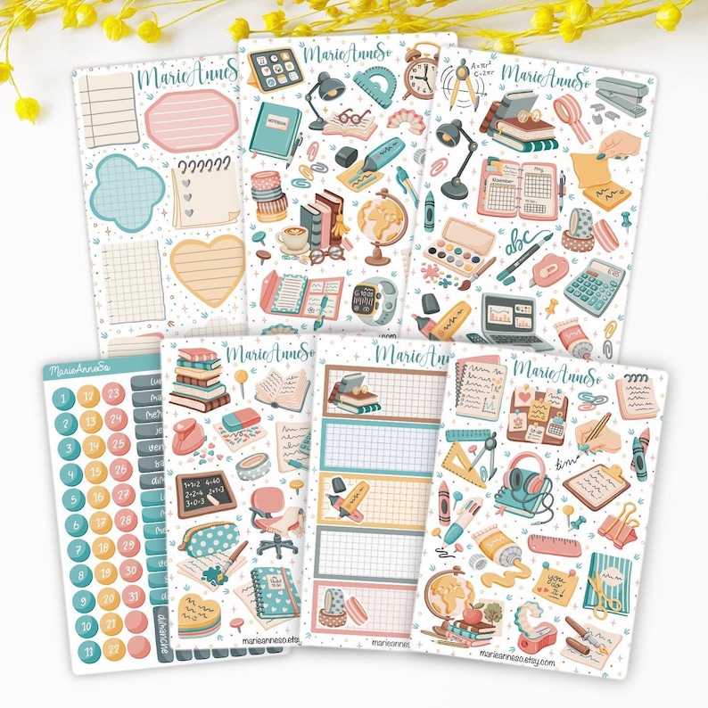 Back to School Sticker Sheet – Stationery & Study Aesthetic – Journal ...