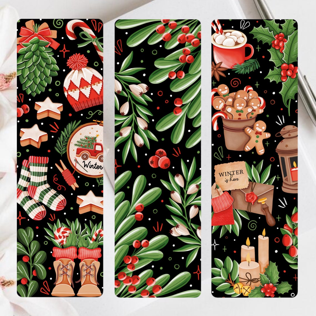 Lot de 3 marque pages hiver | Illustration de noël | Accessoire de ...