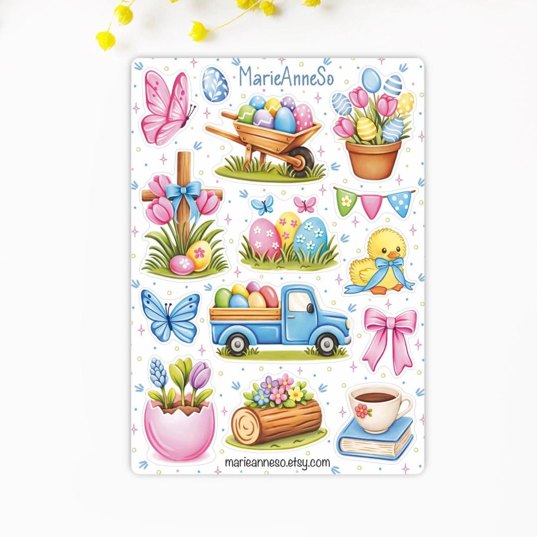 Easter Sticker Sheet – Spring Planner Stickers, Easter Eggs Chick ...