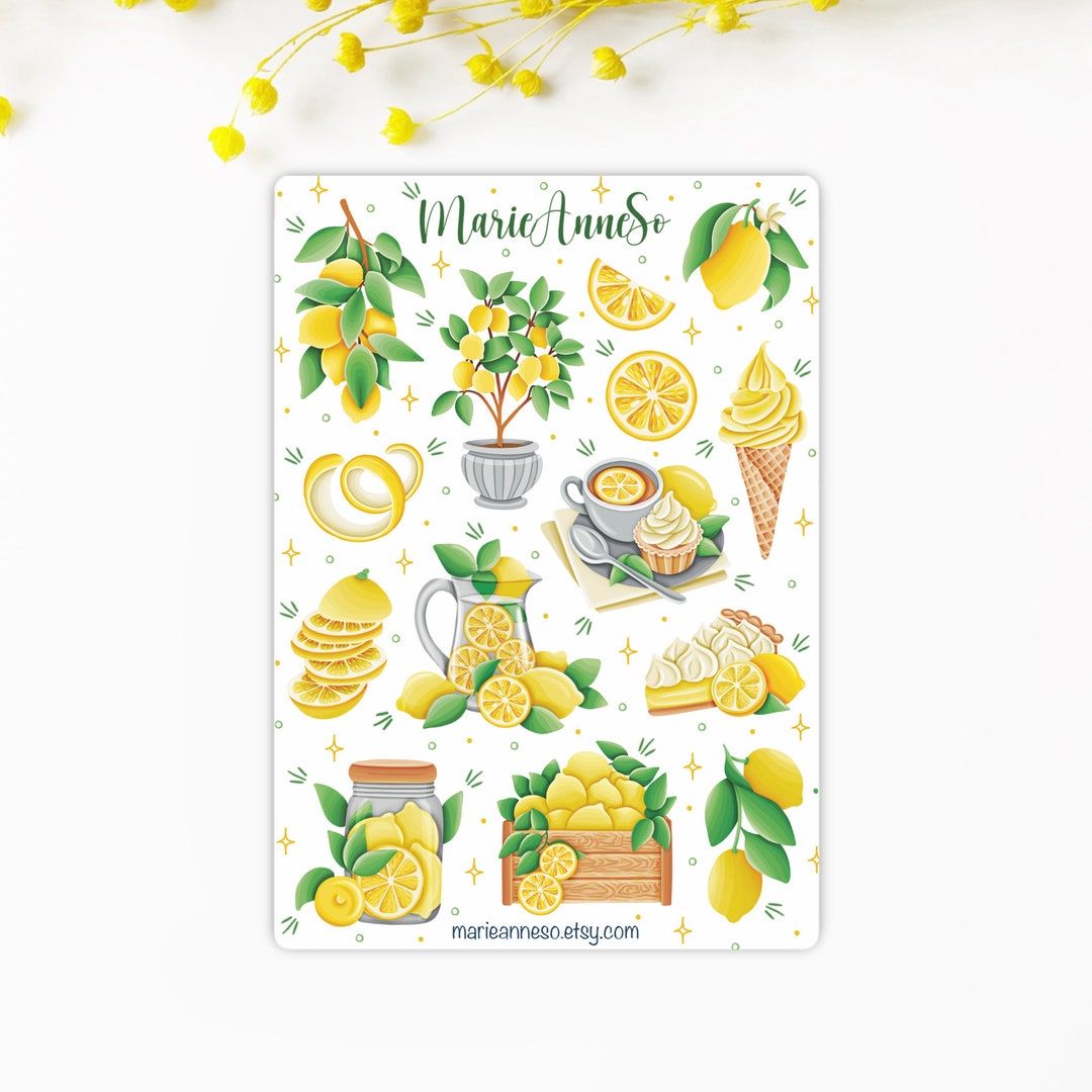 Sticker Sheet Lemon Journal Stickers, Calendar, Planner Stickers ...