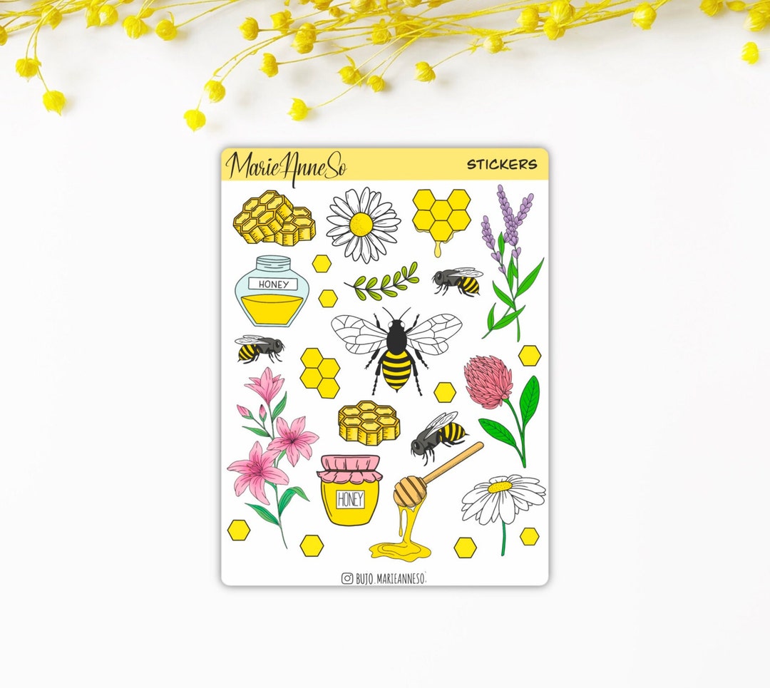 Stickerbogen Bienen und Honig-Thema Journaling Sticker, Planer Sticker ...