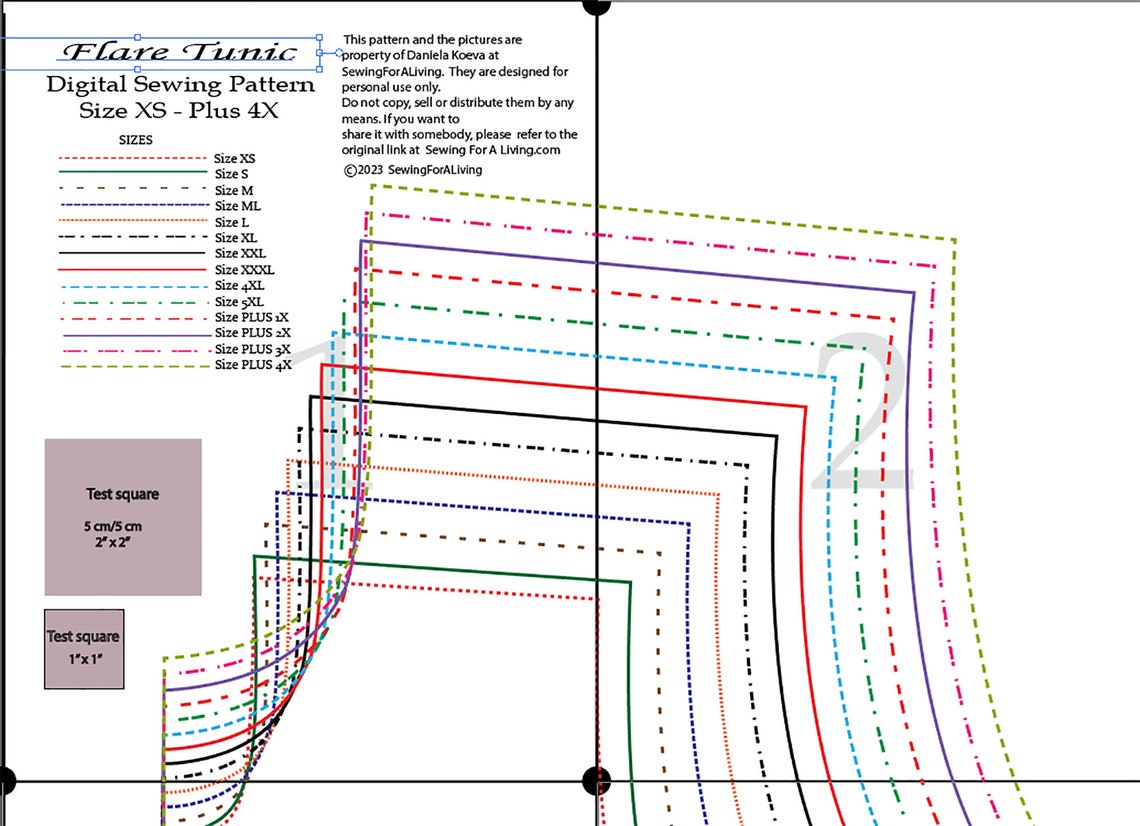 Flare Tunic Long Top PDF Sewing Pattern in Regular and Plus Sizes for ...