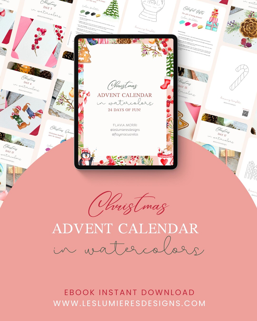 Watercolor Christmas Advent Calendar Ebook- Instant Download & Print ...