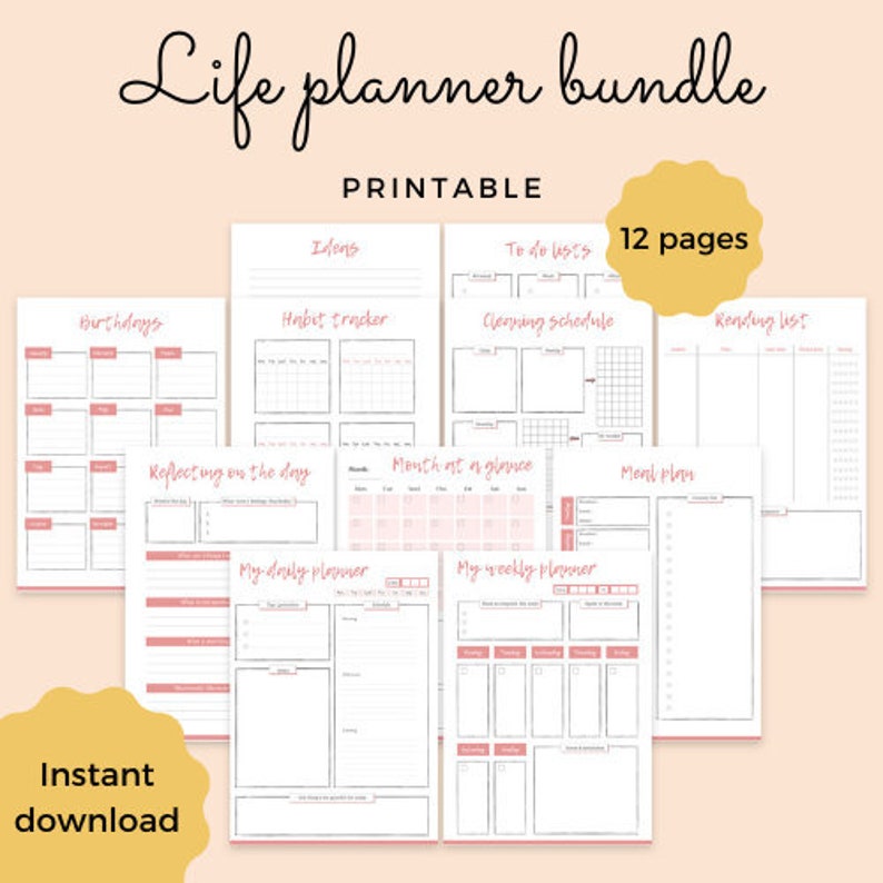 Life Planner, Planner, Planner Bundle, Daily Planner Printable, Weekly ...