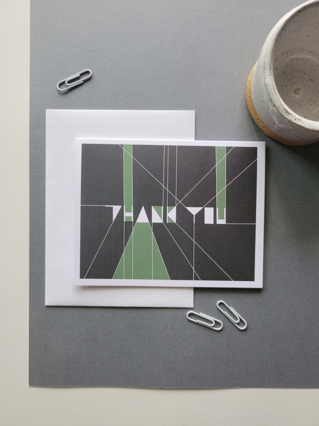 Modern Unique Thank You Cards in SLATE Grey-pack of 10 Folded Cards ...