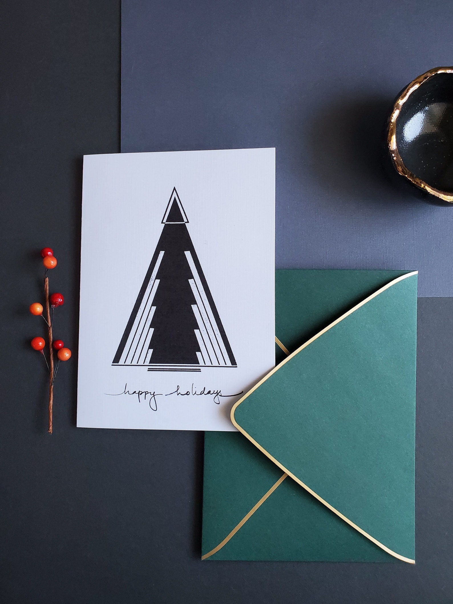 Set of 12 Modern Minimal Holiday 5"x7" Cards W/ Envelopes Christmas ...