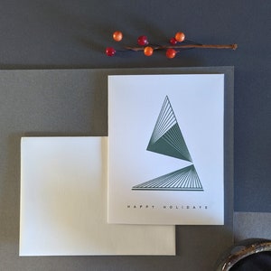 4.25" X5.5" Modern Minimal Holiday Set of 10 Cards - Green #4 W ...