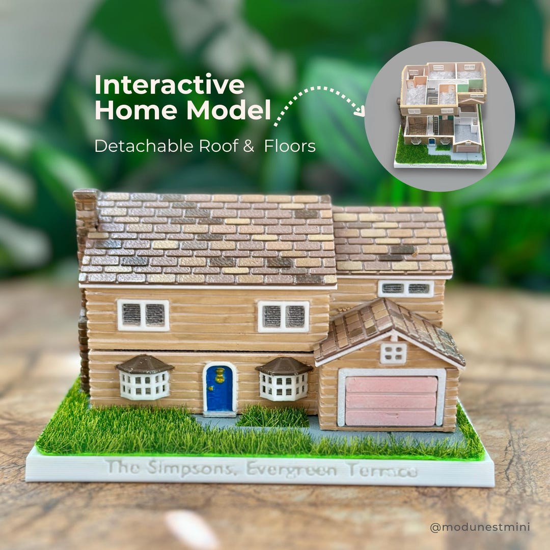 Handcrafted Miniature 3D Simpsons Tiny House Model, Detailed Interior ...