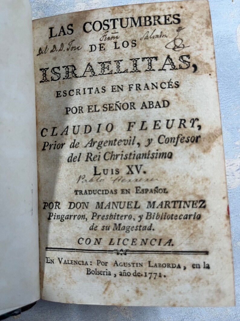 1771 Las Costumbres De Los Israelitas Fleury Catholic History Judaism ...