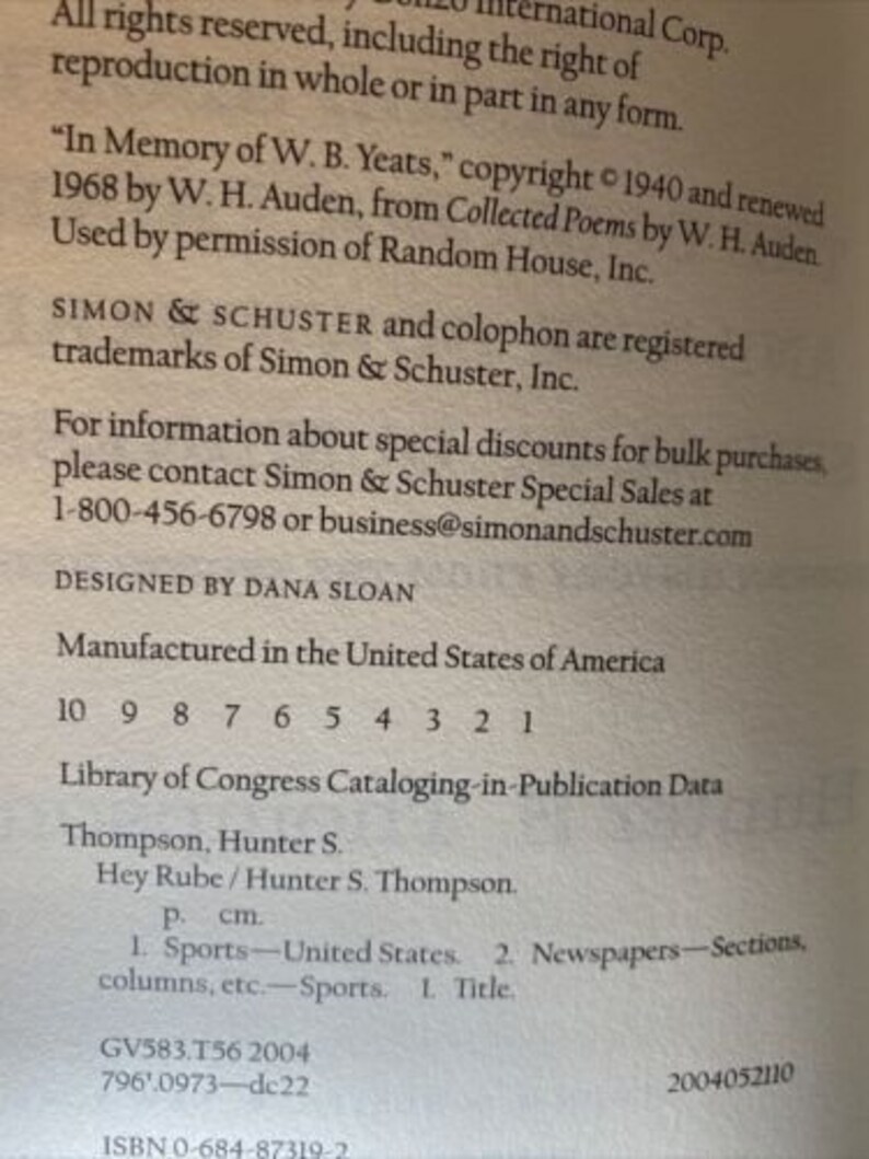 1st Edition Hey Rube Signed by Hunter S. Thompson VF - Etsy