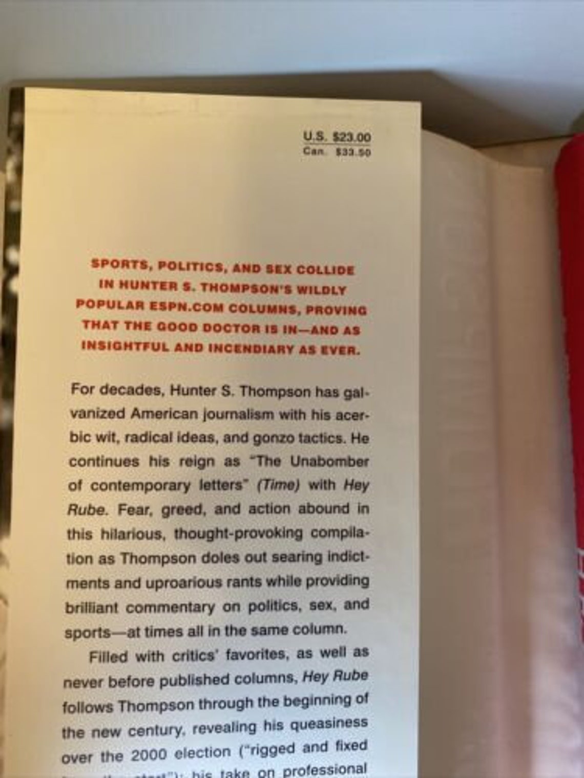 1st Edition Hey Rube Signed by Hunter S. Thompson VF - Etsy