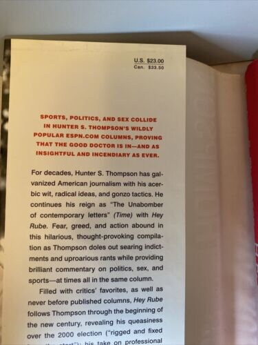 1st Edition Hey Rube Signed by Hunter S. Thompson VF - Etsy