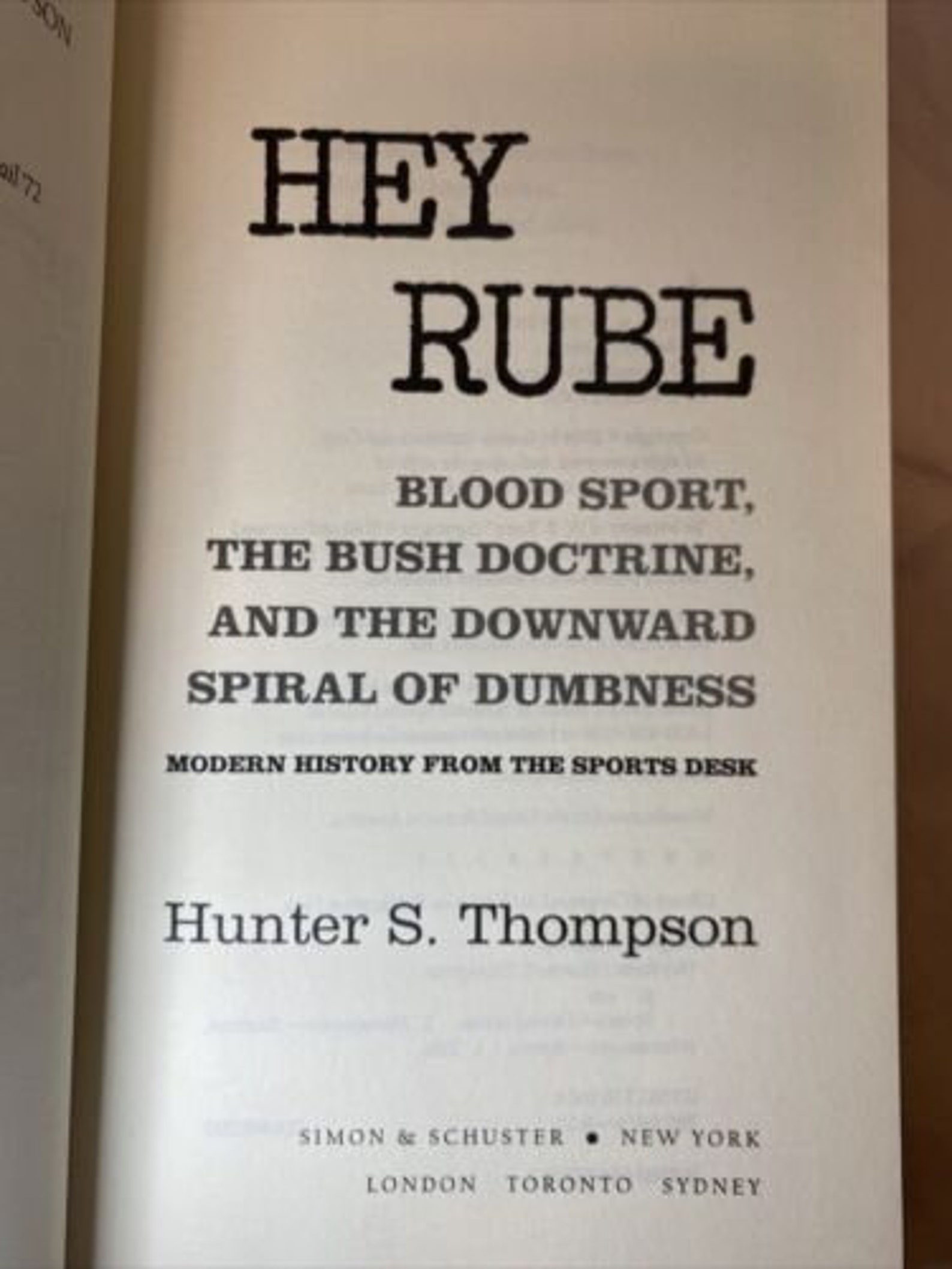 1st Edition Hey Rube Signed by Hunter S. Thompson VF - Etsy