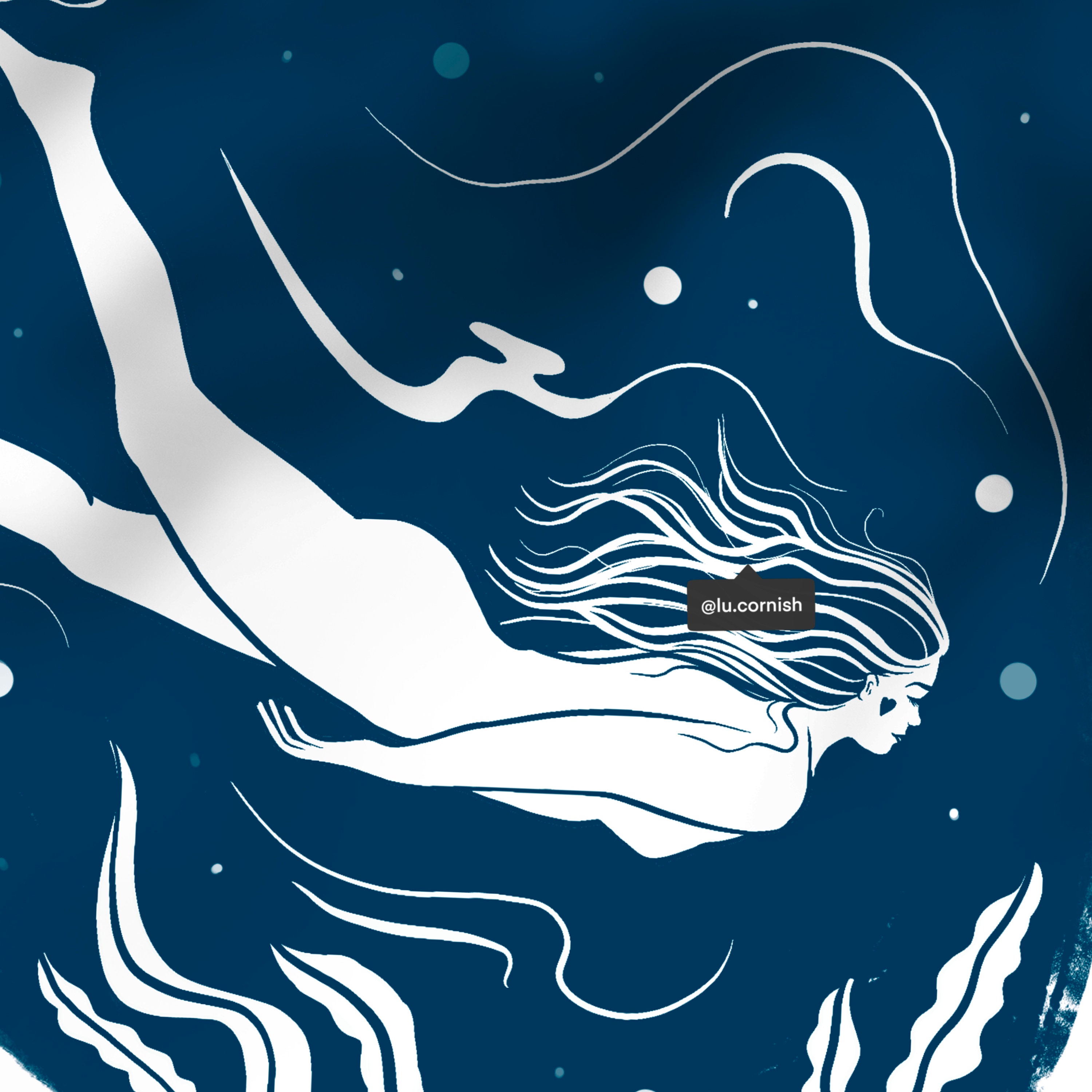 Wild Moon Swim Art Print — Lu Cornish