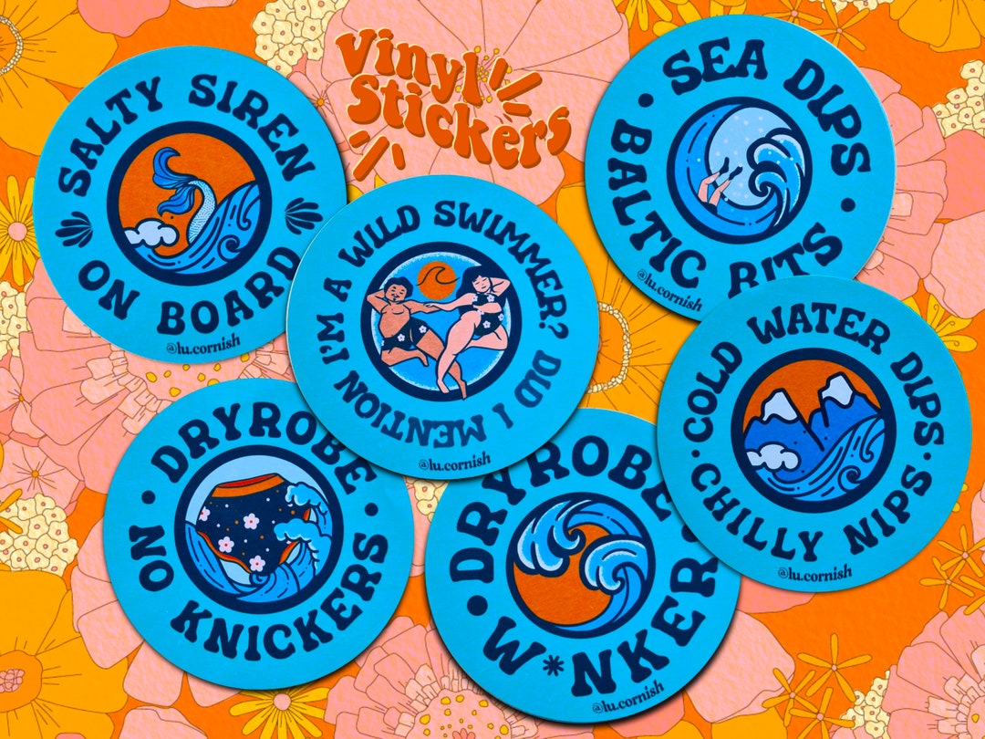 Wild Swimming Stickers by Lu Cornish, Open Water Sea Swim, Cold Water ...