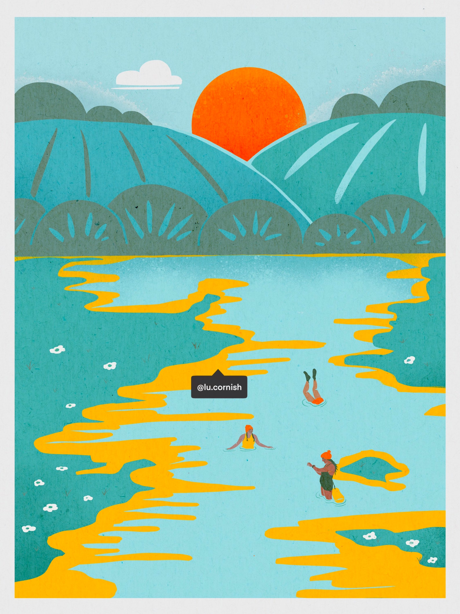Gannel Wild Swimming Art Print | Contemporary Landscape | Cold Water ...