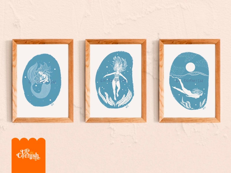 Mermaid Wild Swim Art Print Cold Water Swimming Wild - Etsy UK