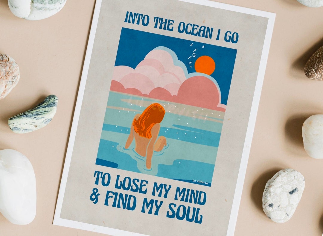 Vintage Wild Swimming Poster | Into the Ocean I Go, to Lose My Mind ...