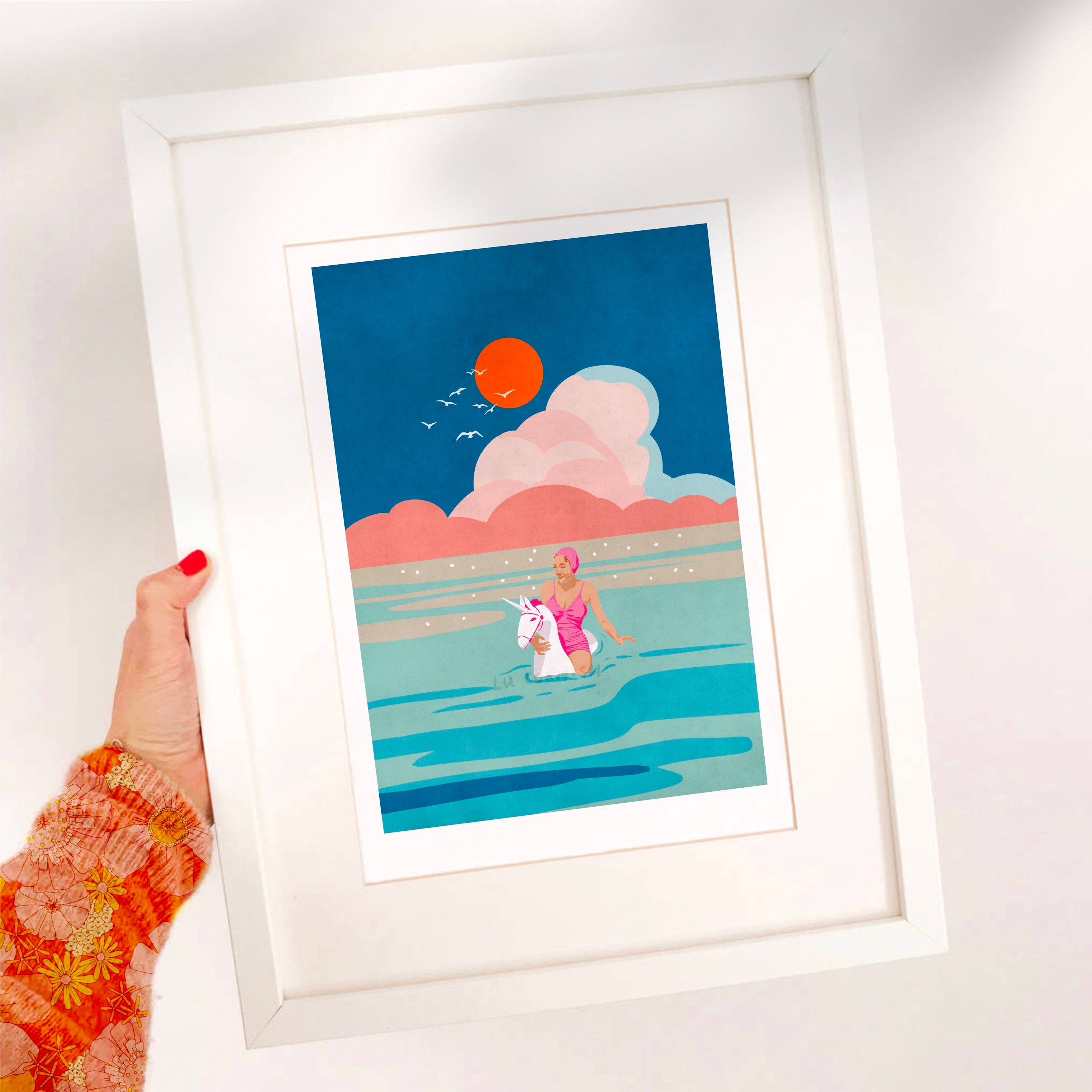 Retro Swimmer Art | Vintage Ocean Art | Fun Bright Gallery Wall | Gift ...