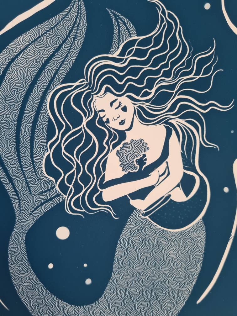 Mermaid Wild Swim Art Print Cold Water Swimming Wild | Etsy