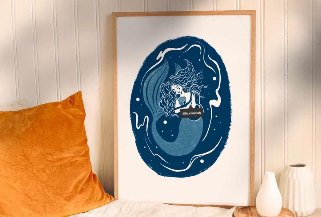 Mermaid Wild Swim Art Print - Cold Water Swimming | Wild Swimming Gift ...