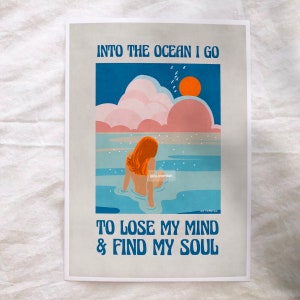 Vintage Wild Swimming Poster | Into the Ocean I Go, to Lose My Mind ...