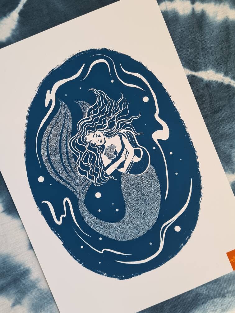 Mermaid Wild Swim Art Print Cold Water Swimming Wild | Etsy