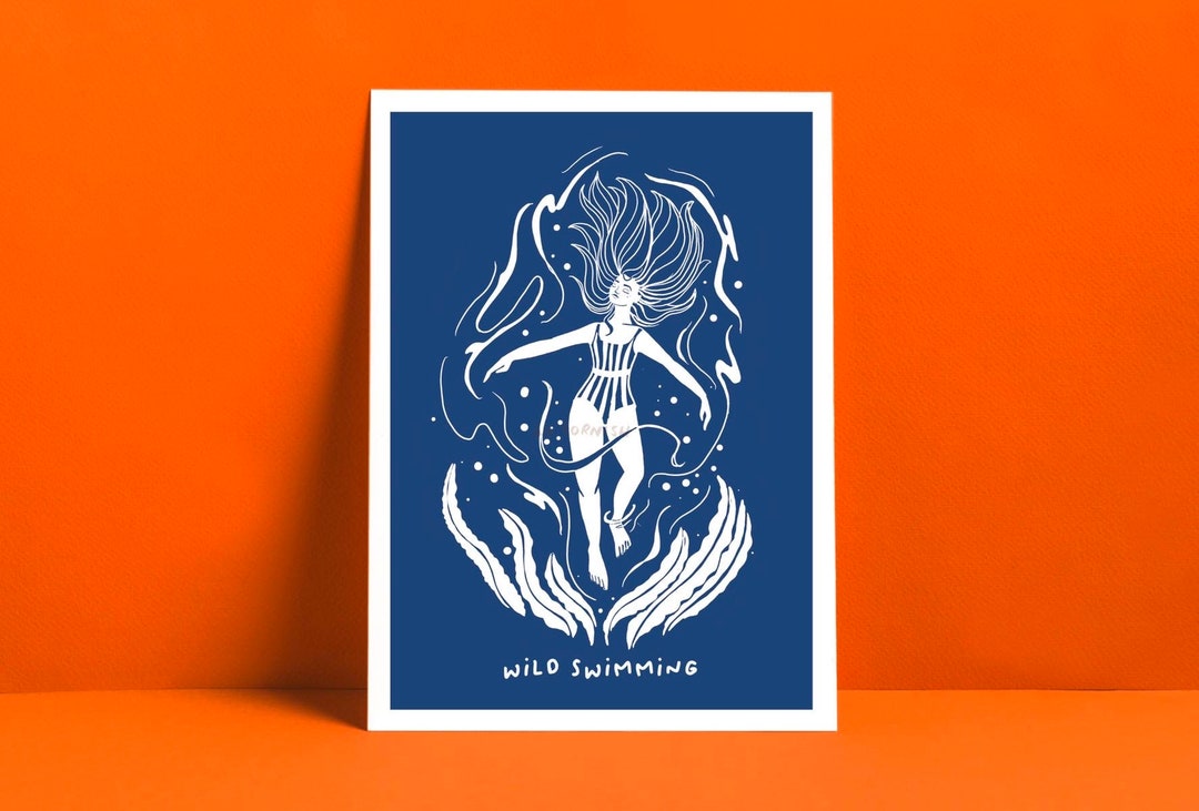 Wild Swimming 01b Art Print Cold Water Swimming - Etsy UK