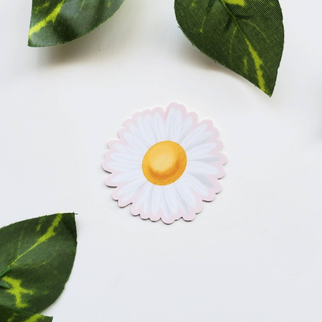 Mini Hand-drawn Daisy Vinyl Sticker With Stem - Etsy