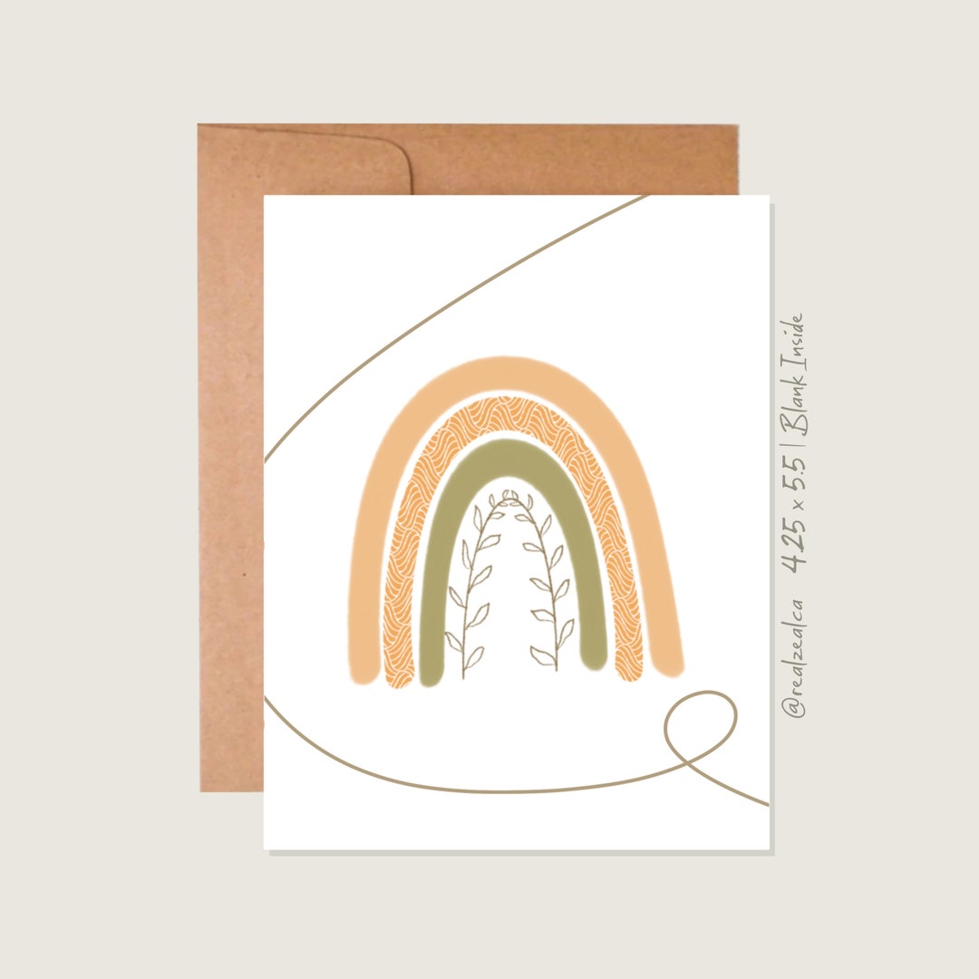 Boho Rainbow Blank Card A2 Greeting Card - Etsy