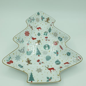 CHRISTMAS TRAY Serving Tray Tree Shape Tray Porcelain Tree Platter ...
