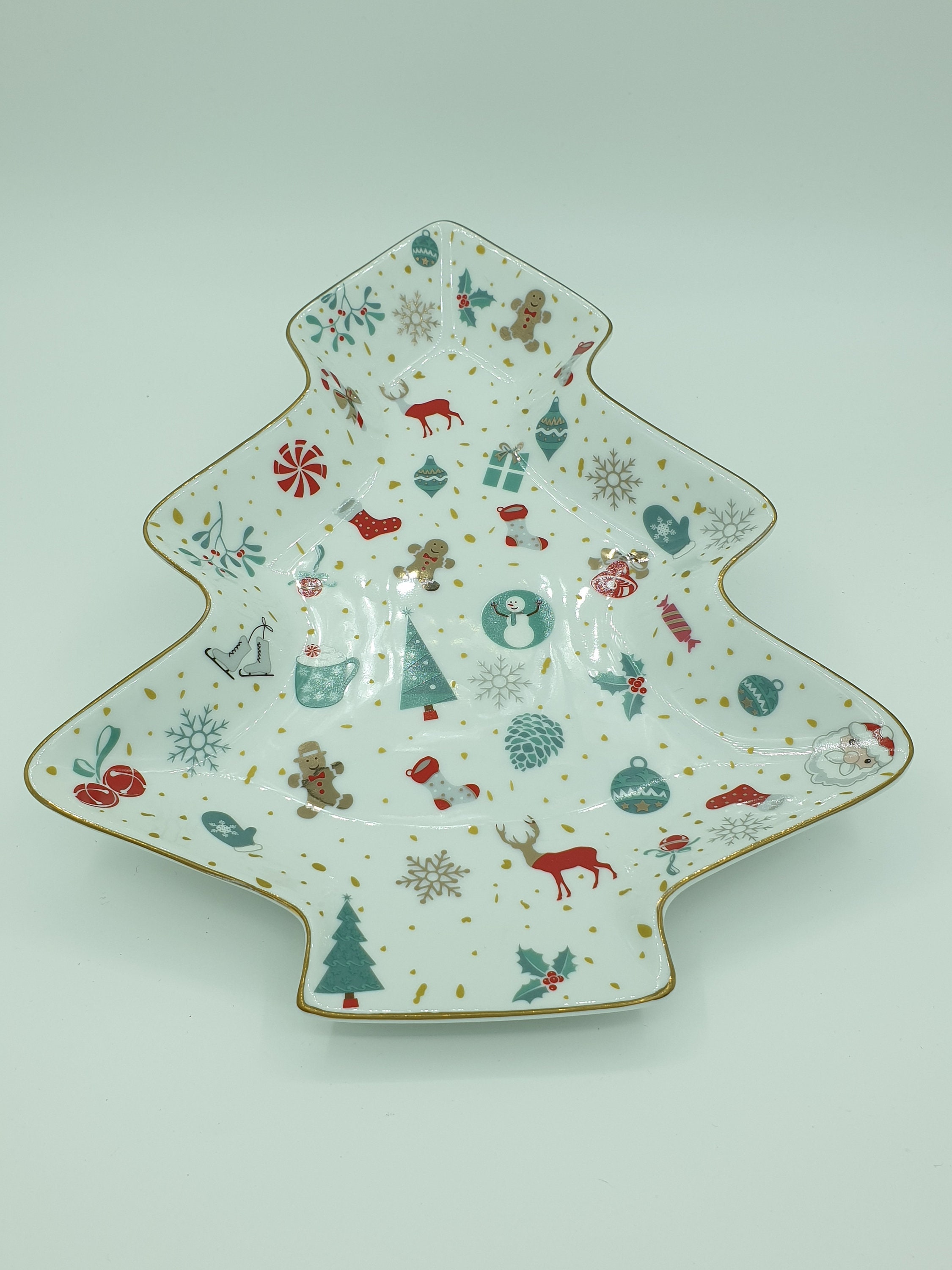 CHRISTMAS TRAY Serving Tray Tree Shape Tray Porcelain Tree Platter ...