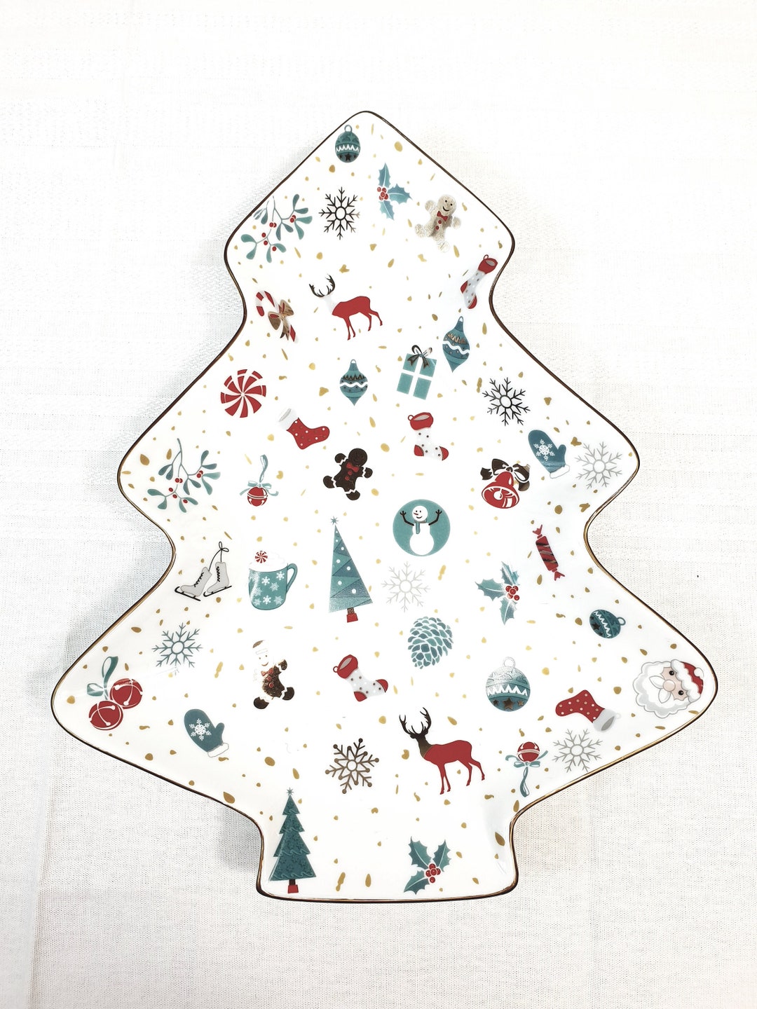 CHRISTMAS TRAY Serving Tray Tree Shape Tray Porcelain Tree Platter ...
