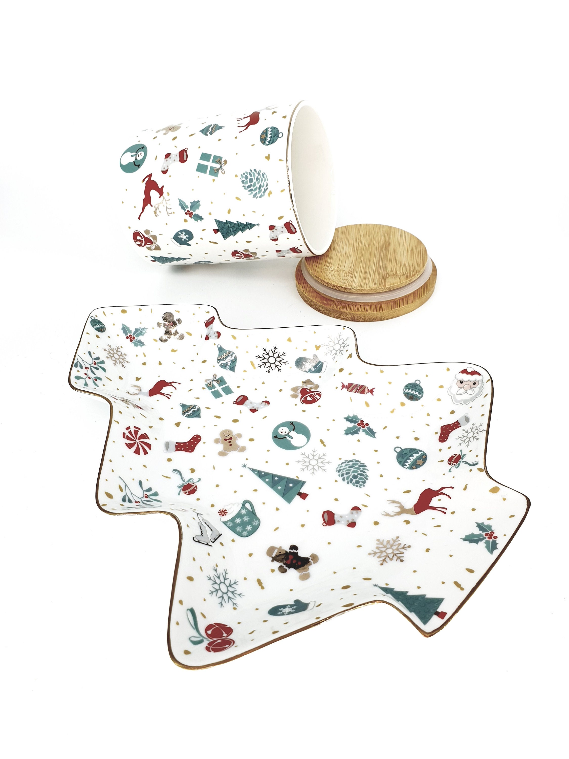 CHRISTMAS TRAY Serving Tray Tree Shape Tray Porcelain Tree Platter ...