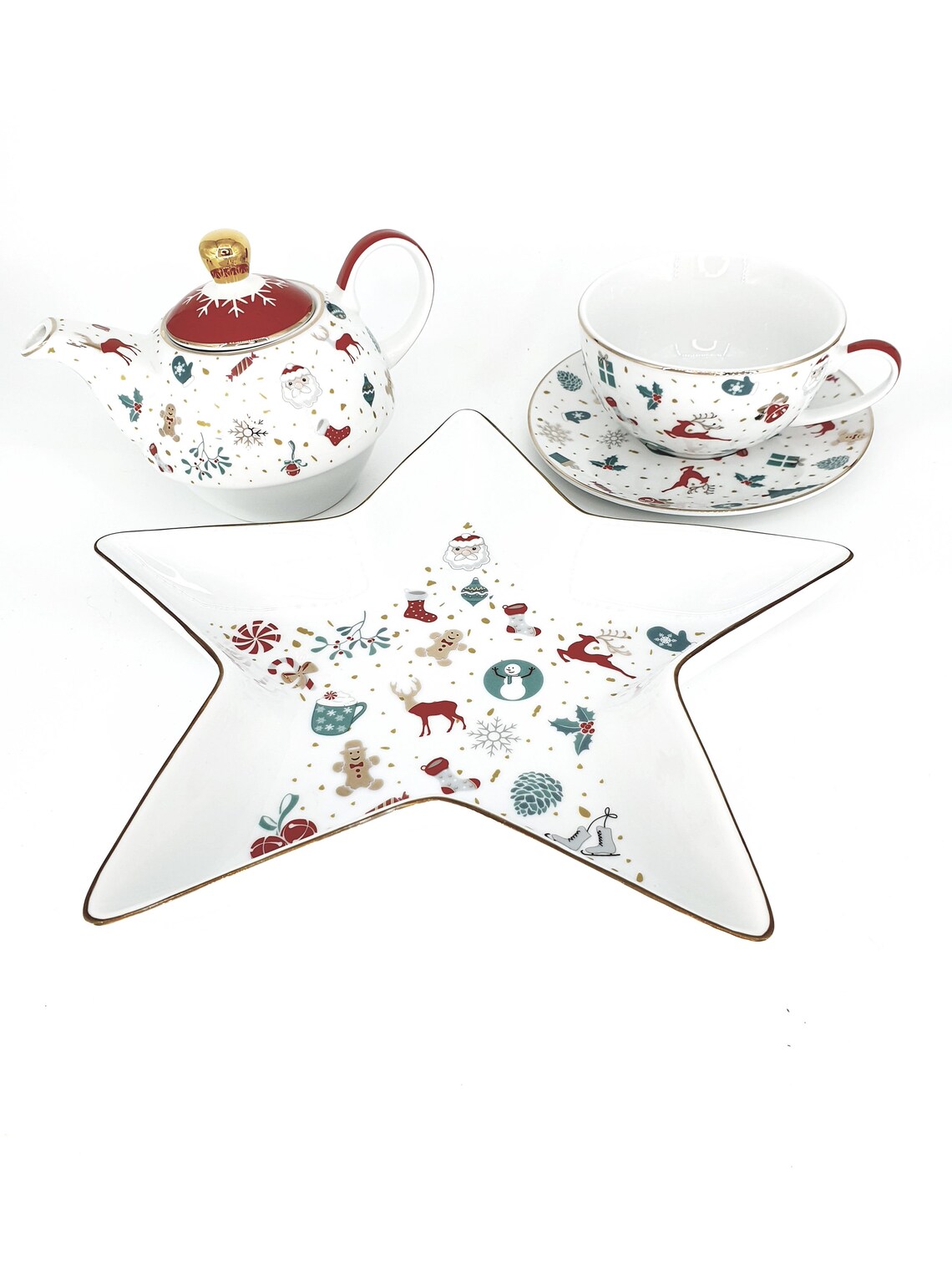 CHRISTMAS TEAPOT Tea Gift Set Tea for One Teapot & Cup - Etsy