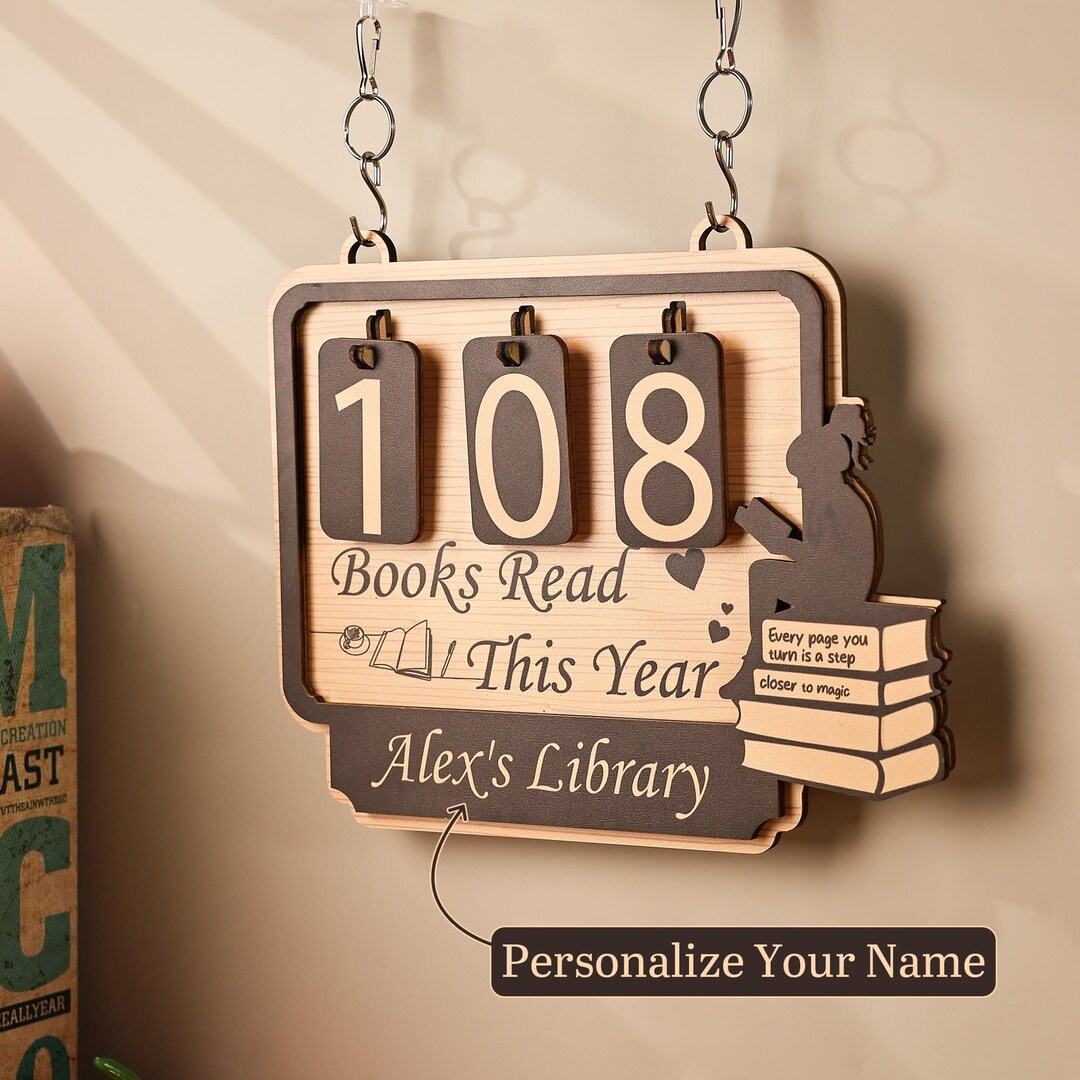 Personalized Books Read Tracker, Books Read This Year, Wooden Reading ...