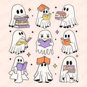 Cute Bookish Ghosts Png, Halloween Png, Digital Design Download, Ghost ...