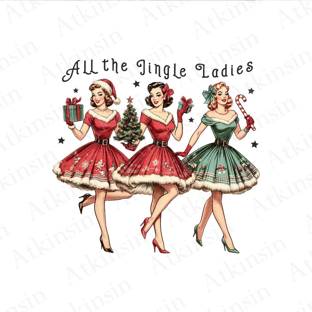 All the Jingle Ladies Png, Digital Design Download, Vintage Holiday ...