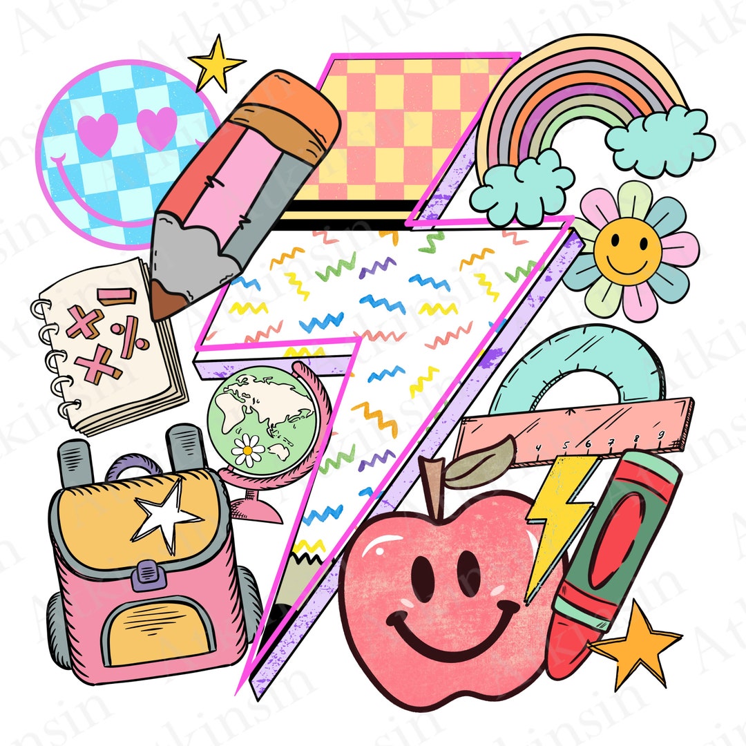 Back to School Doodles Png, Digital Design Download, Lightning Design ...