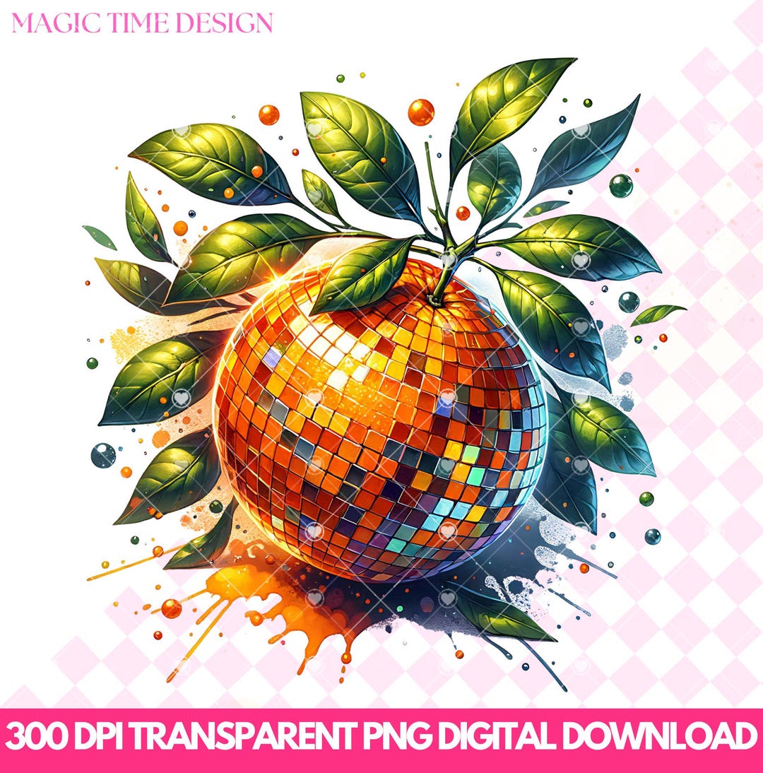 Disco Orange PNG, Retro Orange Disco Ball,fruit Disco Ball Sublimation ...