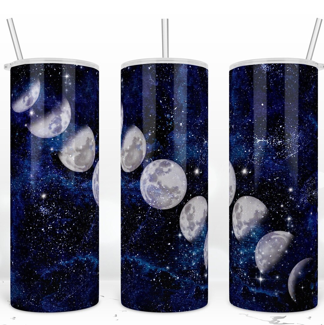 Moon Phase Tumbler Wrap: Galaxy Stardust Design (PNG Digital Download ...