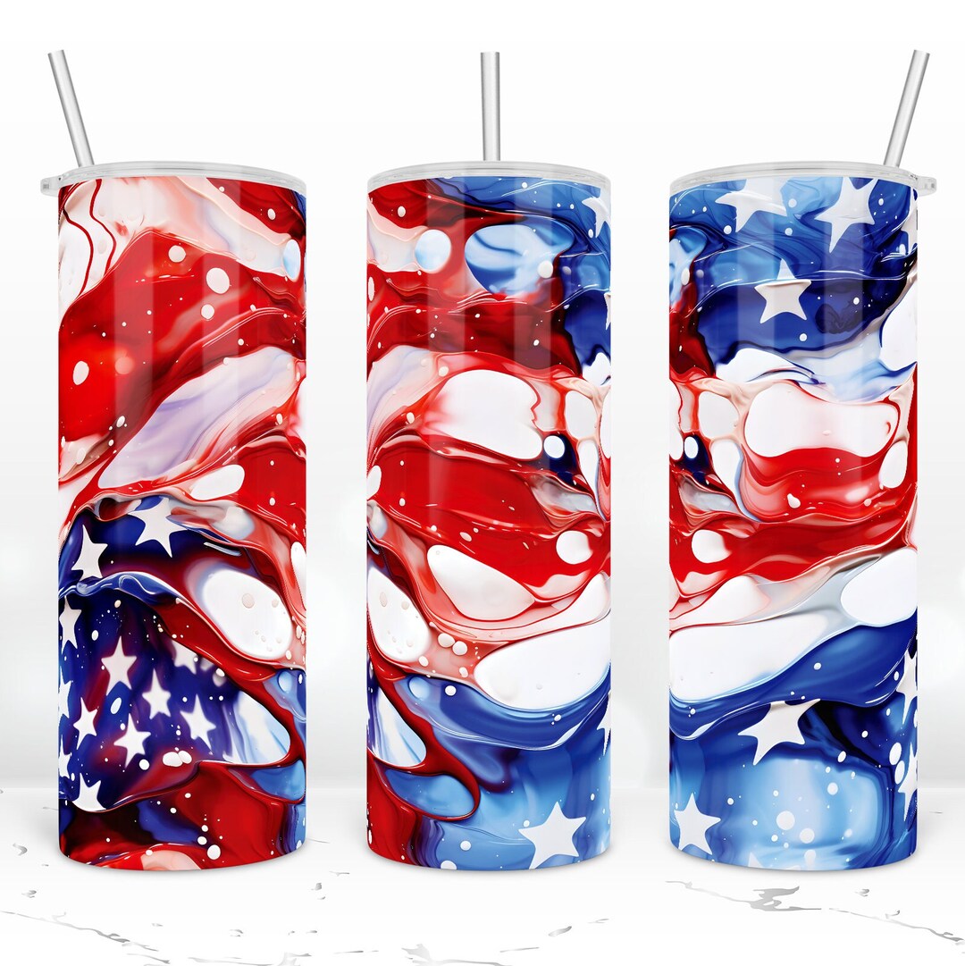 Patriotic Alcohol Ink Skinny Tumbler,4th of July Alcohol Ink, Star 20 ...