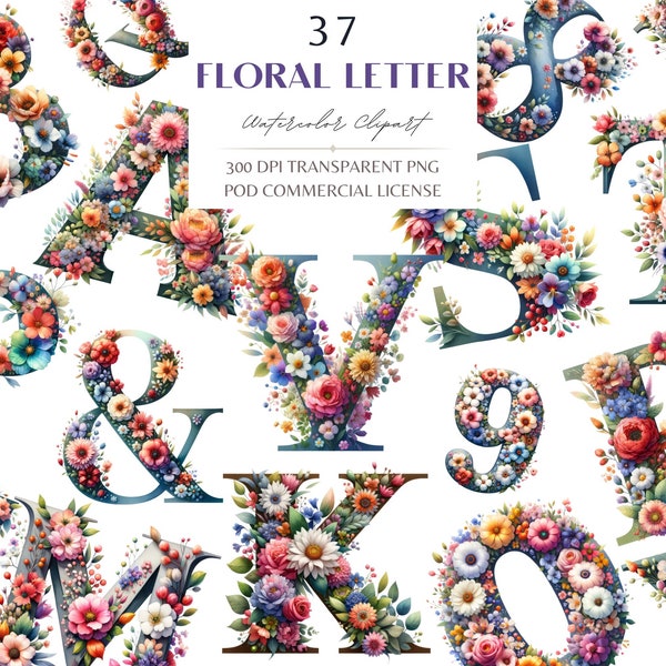Floral Alphabet Png - Etsy