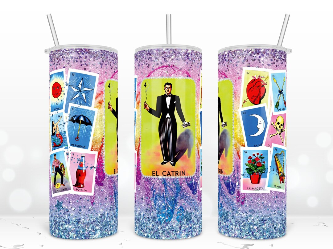 El Catrin Loteria Cards Tumbler, Mexican Loteria Tumbler, 20 Oz Skinny ...