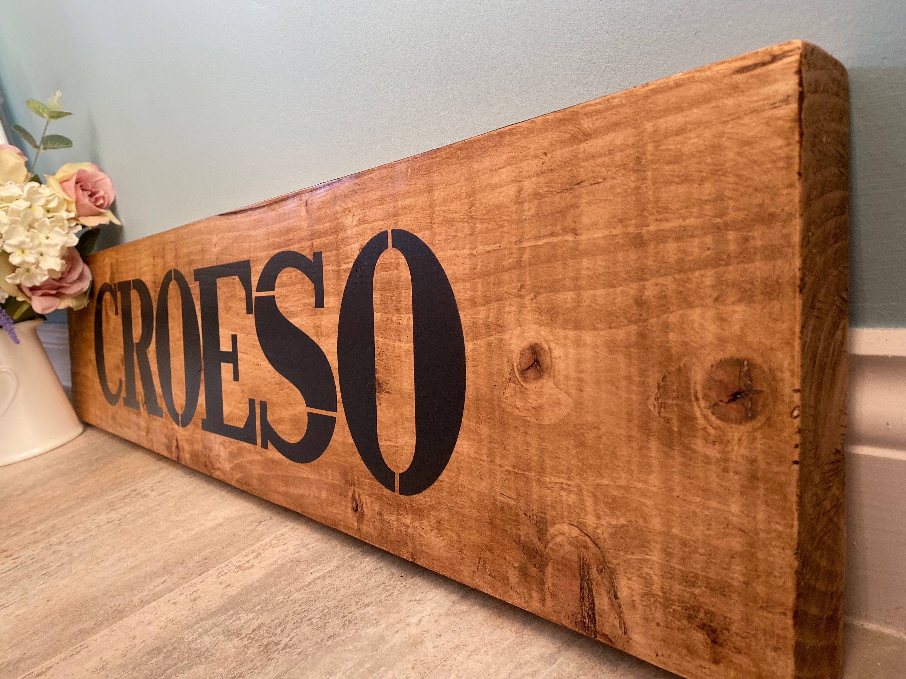 Handmade Rustic Wooden Croeso Sign Welsh/Cymraeg | Etsy
