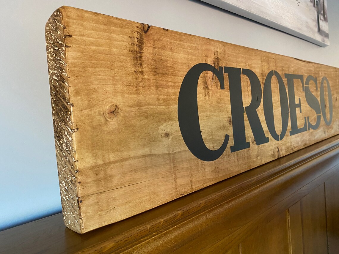 Handmade Rustic Wooden Croeso Sign Welsh/Cymraeg | Etsy