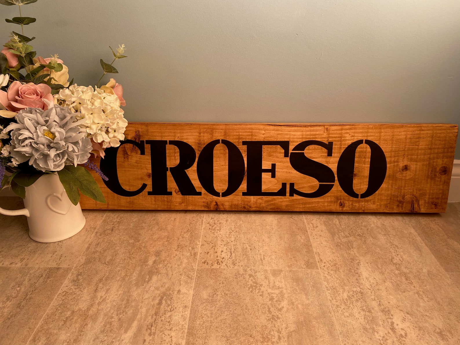 Handmade Rustic Wooden Croeso Sign Welsh/Cymraeg | Etsy