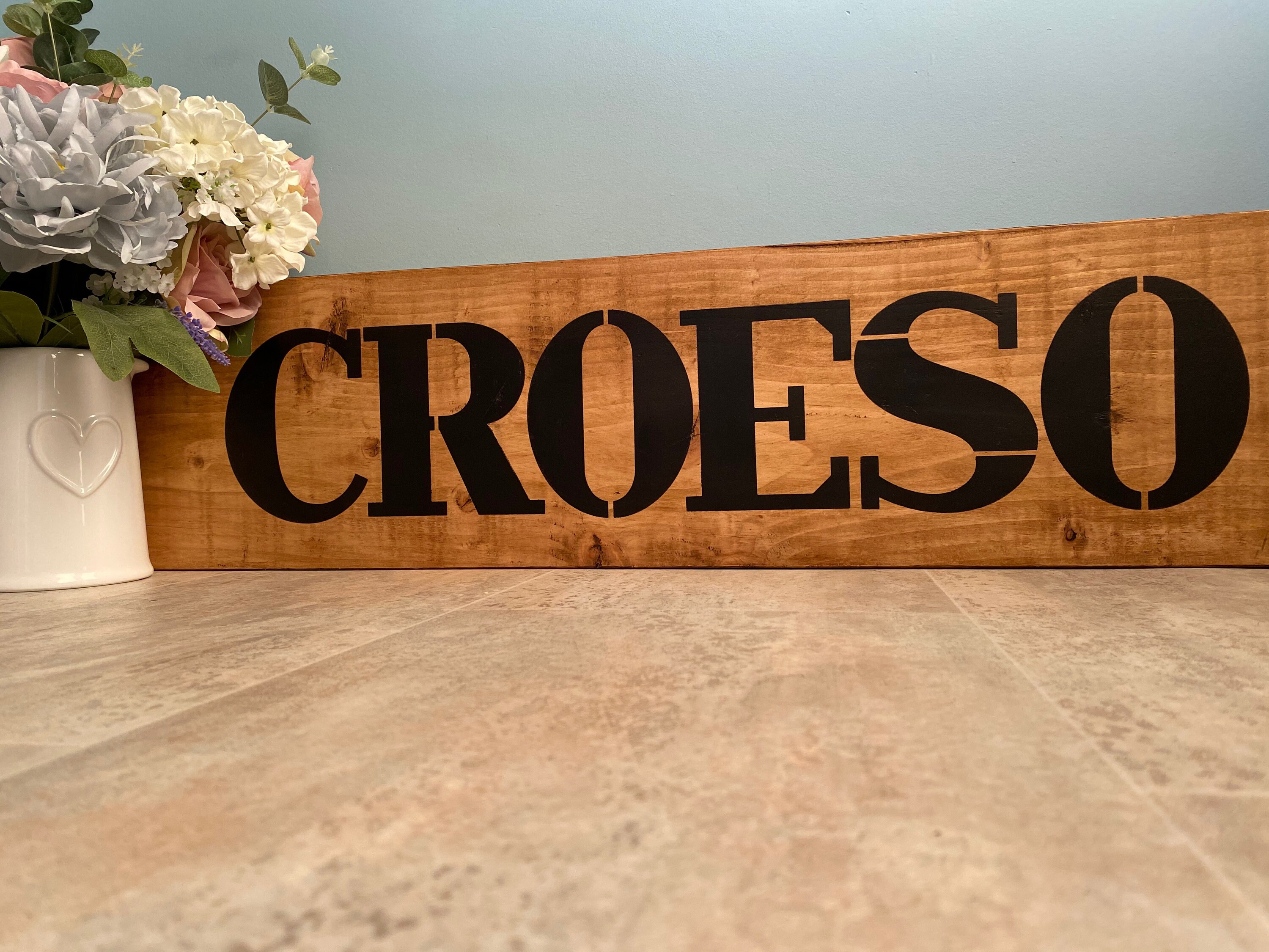 Handmade Rustic Wooden Croeso Sign Welsh/Cymraeg | Etsy
